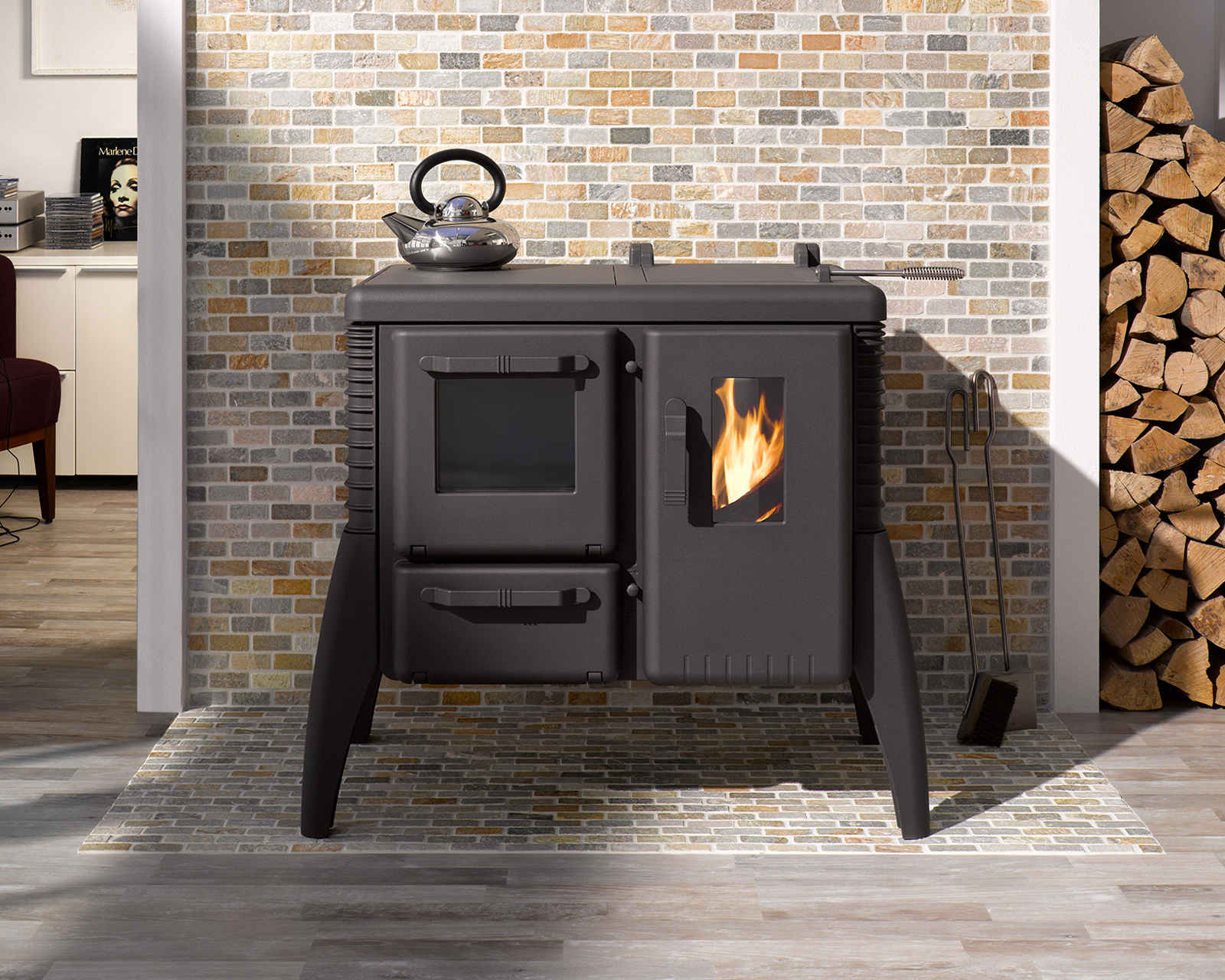 Wood stove IRON DOG 06 with grill function